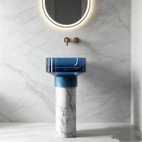 China Square Cobalt Resin Top Pedestal Sink Pedestal Freestanding Column For Lavatory for sale