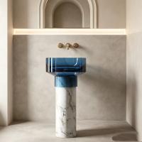 China Square Cobalt Resin Top Pedestal Sink Pedestal Freestanding Column For Lavatory for sale