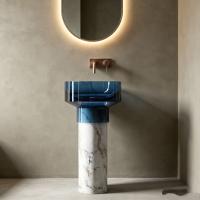 China Square Cobalt Resin Top Pedestal Sink Pedestal Freestanding Column For Lavatory for sale