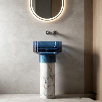 China Square Cobalt Resin Top Pedestal Sink Pedestal Freestanding Column For Lavatory for sale