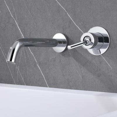 China Bespoke Hidden Concealed Bathroom Basin Faucets Polished Chrome Wall Mounted Taps for sale
