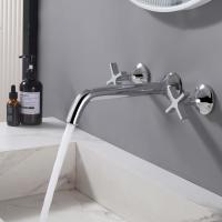 China Commercial Concealed Brushed Nickel Bathroom Faucet For Vanity Long Spout for sale
