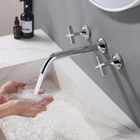 China Commercial Concealed Brushed Nickel Bathroom Faucet For Vanity Long Spout for sale