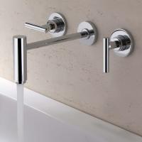 China Straight T Bar Concealed Bathroom Lavatory Faucet 3 Hole Gunmetal Grey Brushed Gold for sale
