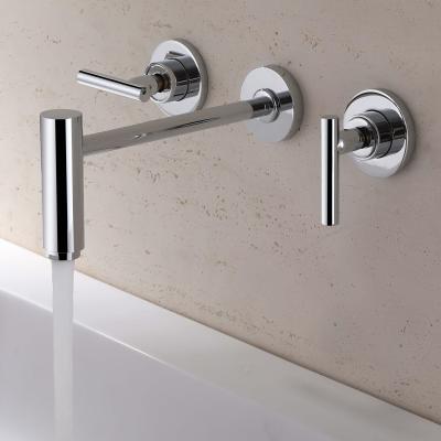 China Straight T Bar Concealed Bathroom Lavatory Faucet 3 Hole Gunmetal Grey Brushed Gold for sale