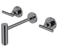 China Straight T Bar Concealed Bathroom Lavatory Faucet 3 Hole Gunmetal Grey Brushed Gold for sale