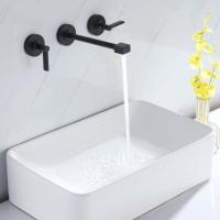 China Square Tip Linear Bathroom Faucet Taps 3 Hole Basin black Copper ODM for sale