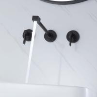 China Square Tip Linear Bathroom Faucet Taps 3 Hole Basin black Copper ODM for sale