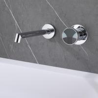 China Polished Chrome SS304 Bathroom Restroom Sink Faucets Mixer Tap Round Convex Knob Two Piece for sale