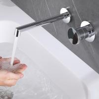 China Polished Chrome SS304 Bathroom Restroom Sink Faucets Mixer Tap Round Convex Knob Two Piece for sale