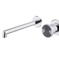 China Polished Chrome SS304 Bathroom Restroom Sink Faucets Mixer Tap Round Convex Knob Two Piece for sale