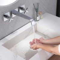 China X Cross Widespread Bathroom Wash Basin Taps Mixer Faucet 3 Hole Polished Chrome Solid Brass for sale