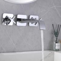 China X Cross Widespread Bathroom Wash Basin Taps Mixer Faucet 3 Hole Polished Chrome Solid Brass for sale
