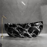China Natural Marble pattern ATH Solid Surface Bathtub Free Standing Egg Shape for sale