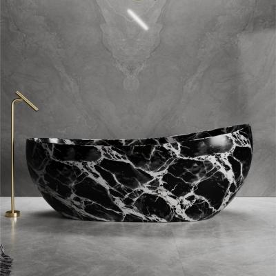 China Natural Marble pattern ATH Solid Surface Bathtub Free Standing Egg Shape for sale