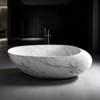 China Natural Marble pattern ATH Solid Surface Bathtub Free Standing Egg Shape for sale