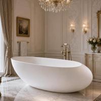 China Glossy White aqua Free Standing Egg Bath Tub For Modern Luxury Bathrooms ODM for sale