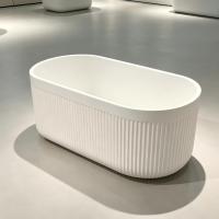 China Antibacteria Bathroom Free Standing Bath Tub Solid Surface Matt White Deck Mount for sale