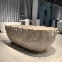 China Mold Resistant Bathroom Solid Surface Bathtub Volcanic Rock Effect Stand Alone for sale