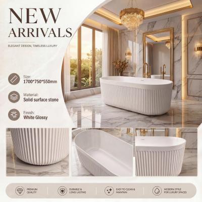 China Antibacteria Bathroom Free Standing Bath Tub Solid Surface Matt White Deck Mount for sale