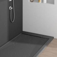 China Bathroom Anthracite Solid Surface Shower Tray Pan Stone Effect 1800x700 1650x700 for sale