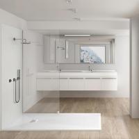 China Bathroom Anthracite Solid Surface Shower Tray Pan Stone Effect 1800x700 1650x700 for sale