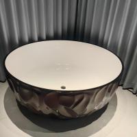 China Apartment Round Designer Bathroom Solid Surface Bathtub Contemporary Freestanding for sale