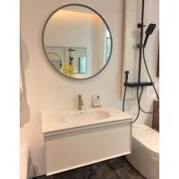 China Wall Mounted Polished Bathroom Vanity Cabinets Fluted Wood 800mm for sale
