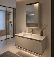 China Wall Mounted Bathroom Vanity Units With Basin Mirror And Floating Cabinet 1000mm for sale