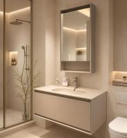 China Wall Mounted Bathroom Vanity Units With Basin Mirror And Floating Cabinet 1000mm for sale