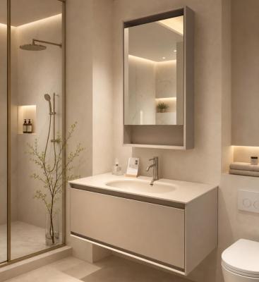 China Wall Mounted Bathroom Vanity Units With Basin Mirror And Floating Cabinet 1000mm for sale