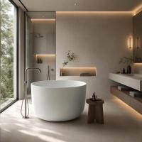 China Modern Round Solid Surface petite Freestanding Bath Soaking Bathroom Sanitaries for sale