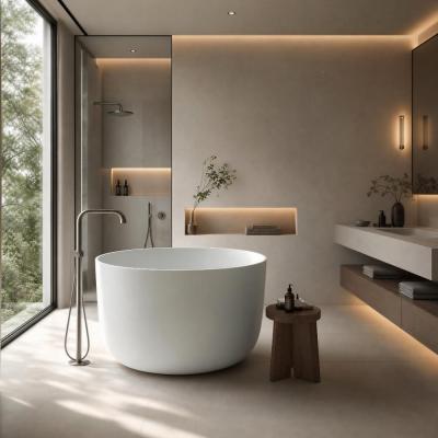 China Modern Round Solid Surface petite Freestanding Bath Soaking Bathroom Sanitaries for sale