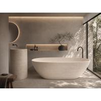 China Beige Travertine Bath Sanitary Ware Solid Surface Freestanding Pedestal Tub for sale