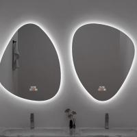 China Personalized Irregular Demister Led Backlit Mirror Wall Mounted Smart Lighting For Bathroom for sale