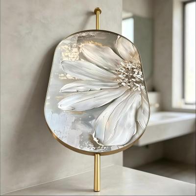 China Commercial LED Illuminated Anti Fog Bathroom Mirror Time Display Light Custom Frame for sale