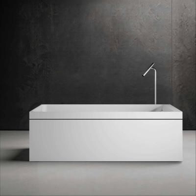 China Geometric Rectangular Solid Surface Bathtub Freestanding Two Person Stain Resistant for sale