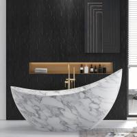 China ATH Resin Freestanding Curved Solid Surface Bathtub Outdoor Heat Retention for sale