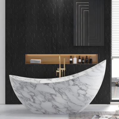 China ATH Resin Freestanding Curved Solid Surface Bathtub Outdoor Heat Retention for sale