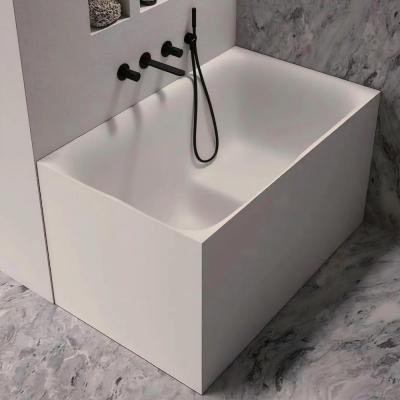 China Luxury Bathroom rectangular Square Freestanding Tub Solid Surface Repairable for sale