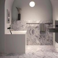 China Space Saving Solid Surface Soaking Tub Compact Freestanding Square Anti Seepage for sale
