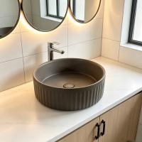 China Apartment Round Solid Surface Basin Vessel Sink Countertop Non Porous for sale