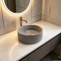 China Artificial Stone Round Counter Basin Granite Countertop Sinks For Bathrooms ODM for sale
