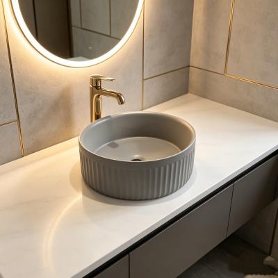 China Artificial Stone Round Counter Basin Granite Countertop Sinks For Bathrooms ODM for sale