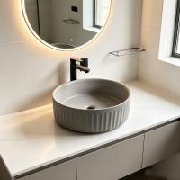 China Artificial Stone Round Counter Basin Granite Countertop Sinks For Bathrooms ODM for sale