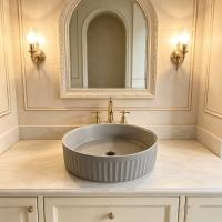 China Artificial Stone Round Counter Basin Granite Countertop Sinks For Bathrooms ODM for sale
