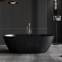 China Black Marble Stone Resin Bathroom Solid Surface Bathtub Freestanding for sale