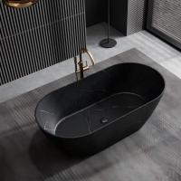 China Black Marble Stone Resin Bathroom Solid Surface Bathtub Freestanding for sale