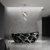 China Black Marble Stone Resin Bathroom Solid Surface Bathtub Freestanding for sale