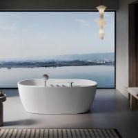 China Contemporary Stone Resin Soaking Tub Free Standing Bath 1400mm OEM for sale